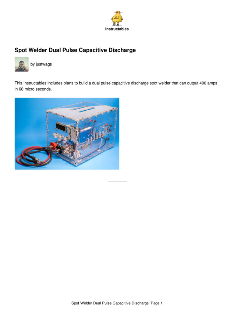 Dual-Pulse-Capacitive-Discharge-Spot-Welder | PDF | Capacitor | Welding