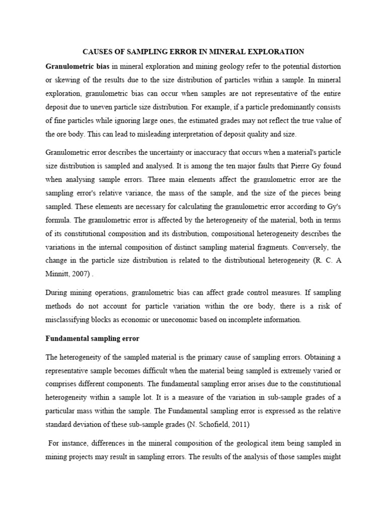Causes of Sampling Error in Mining | PDF | Sampling (Statistics) | Error