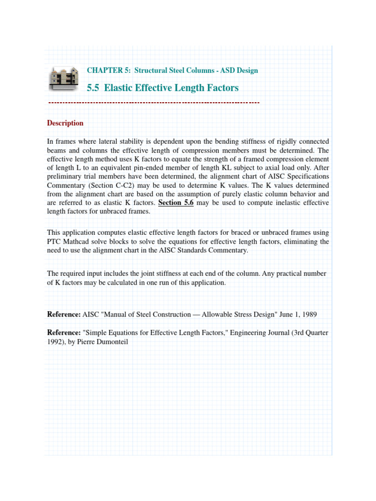 Elastic Effective Length Factors for Columns | PDF | Bending | Building ...
