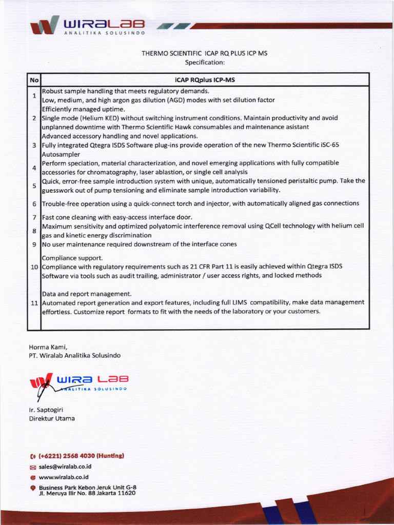 iCAP RQ Plus ICP-MS Specifications | PDF | Science & Mathematics ...