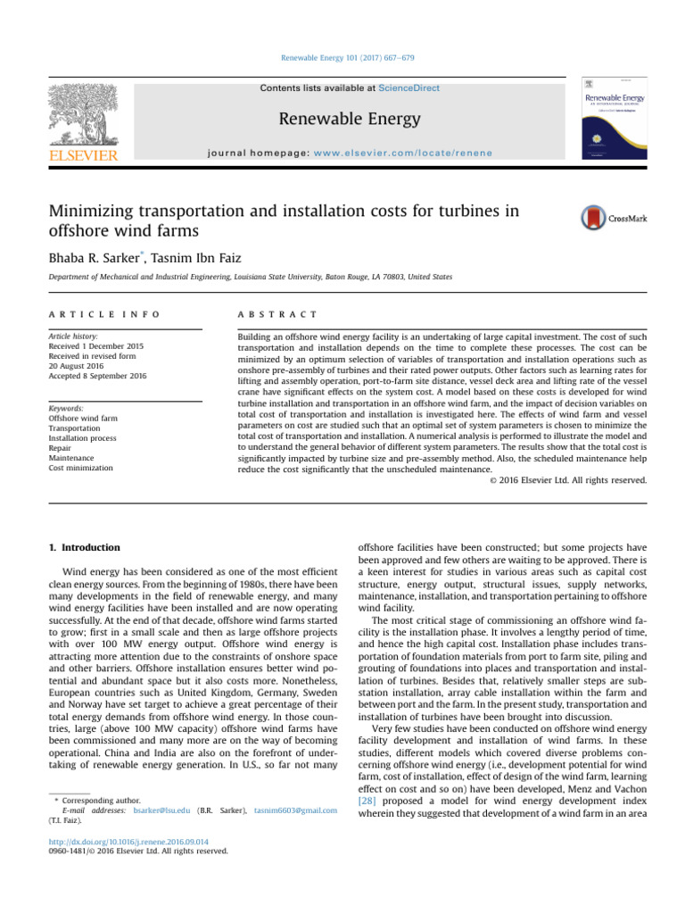 Minimizing Wind Turbine Transport Costs | PDF | Offshore Wind Power ...