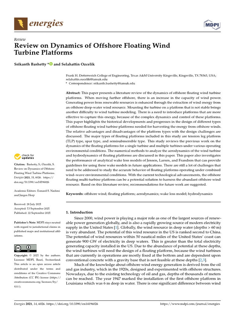 Review On Dynamics of Offshore Floating Wind | PDF | Offshore Wind ...