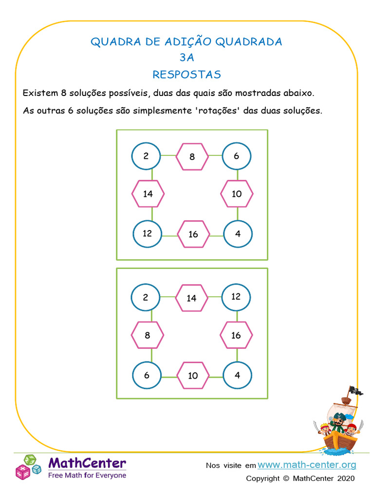 Quadras Addition Square 3a Answers | PDF