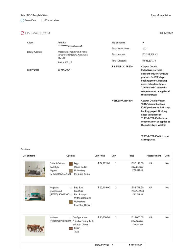 Livspace | Download Free PDF | Invoice | Upholstery