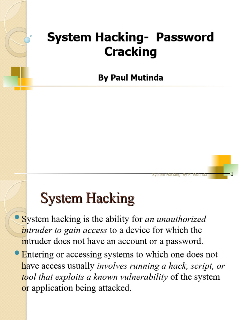 Topic 3 - System Hacking - Password Hacking | PDF | Password | Security ...
