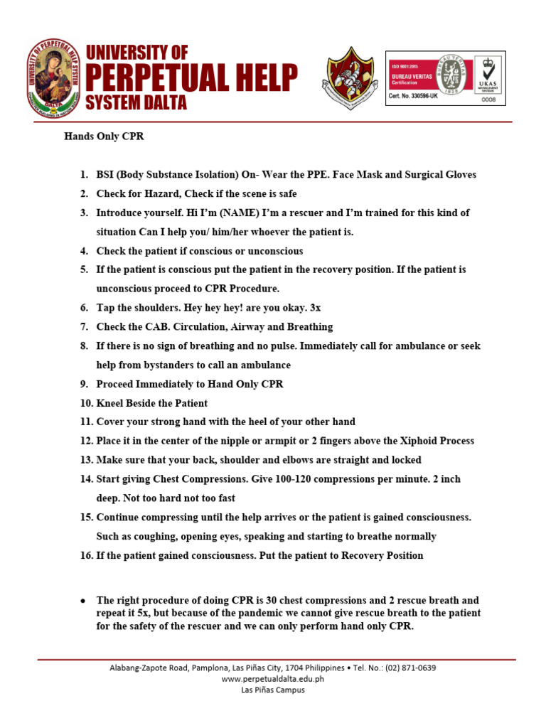 Hands-Only CPR Guidelines | PDF
