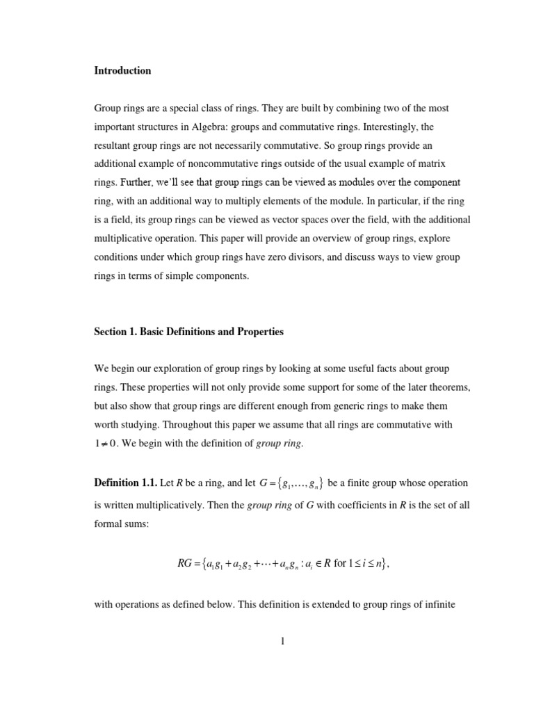 Group Rings | Download Free PDF | Ring (Mathematics) | Group (Mathematics)