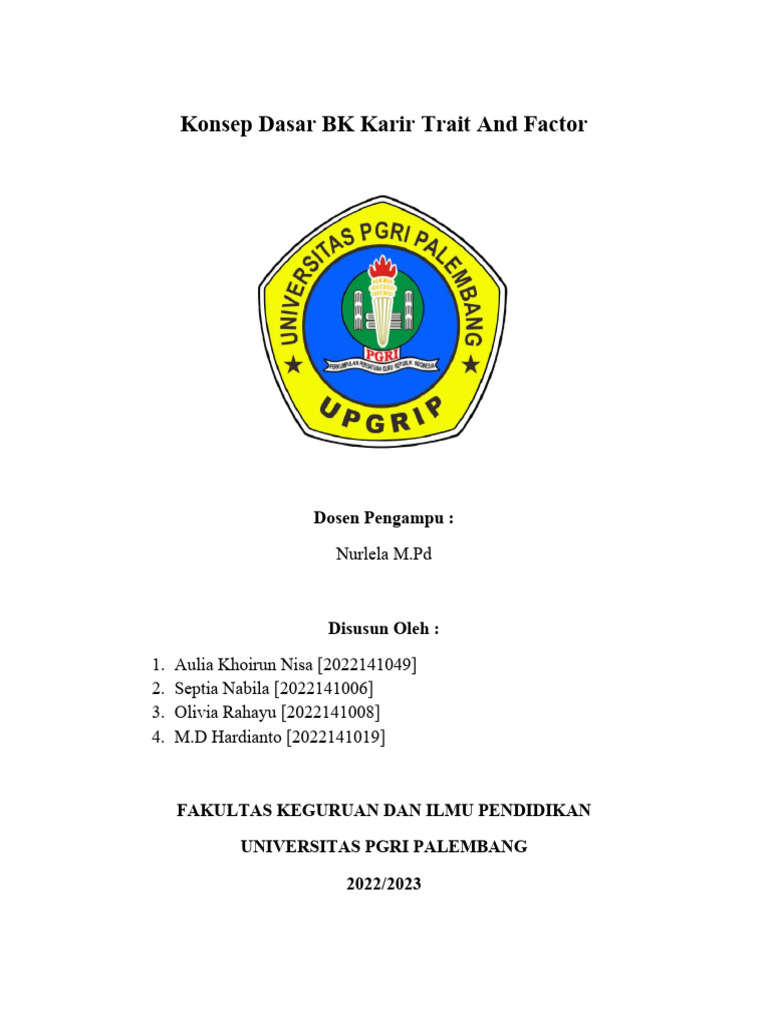 Konsep Dasar BK Karir Trait and Factor 3A | PDF | Karier & Perkembangan