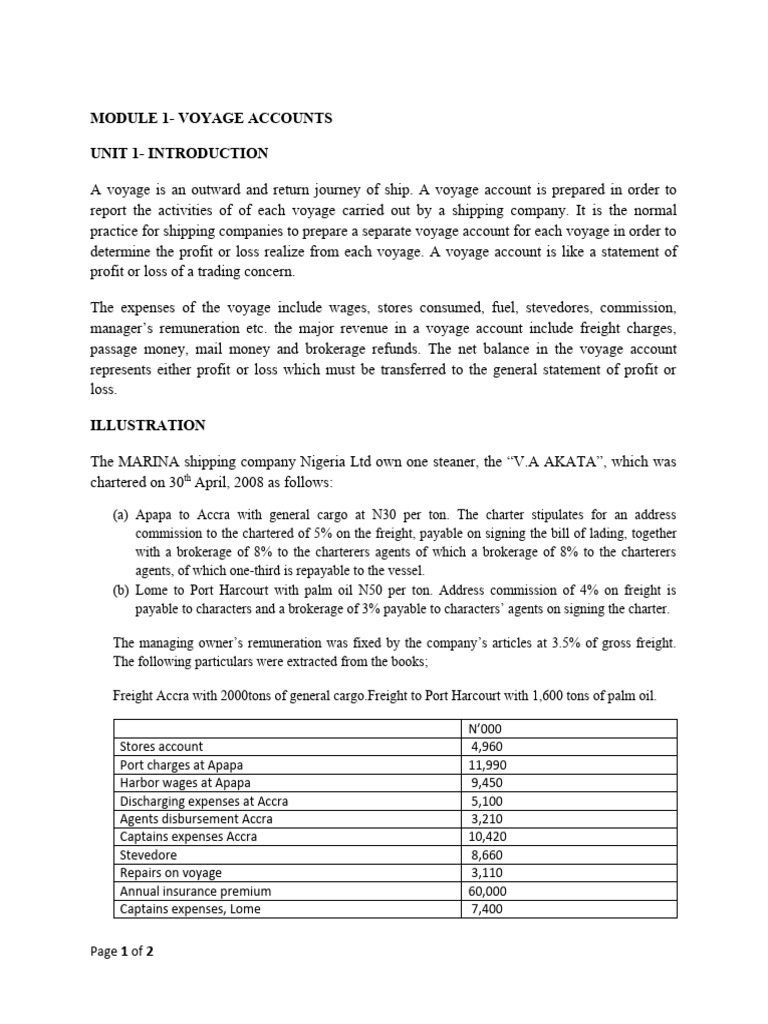 Voyage Account Preparation Guide | PDF | Cargo | Shipping