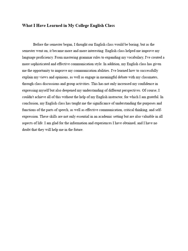 Lessons from My College English Class | PDF
