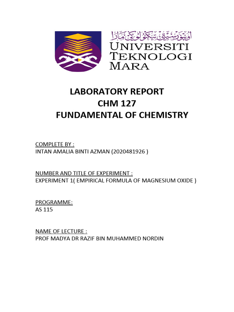 Empirical Formula of Magnesium Oxide | PDF | Magnesium | Mole (Unit)