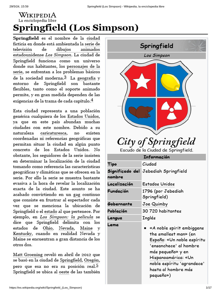 Springfield (Los Simpson) - Wikipedia, la enciclopedia libre | PDF