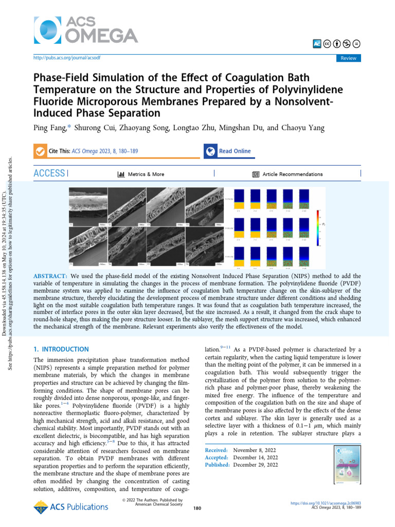 Fang Et Al 2022 Phase Field Simulation of The Effect of Coagulation Bath Temperature On The ...