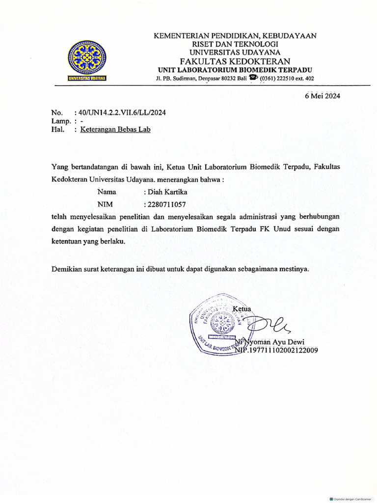 Surat Bebas Lab | PDF