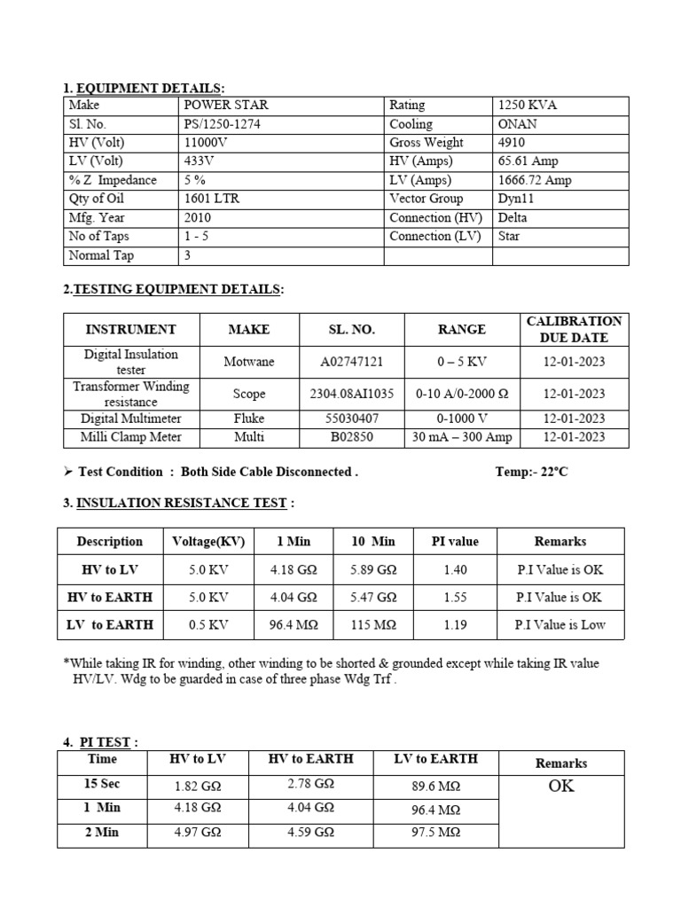 TRANSFORMER2 1250 KVA | PDF | Transformer | Electrical Components