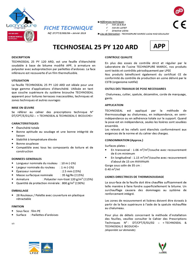Feuille d'étanchéité TECHNOSEAL 25 PY | PDF | Secteur secondaire de l ...