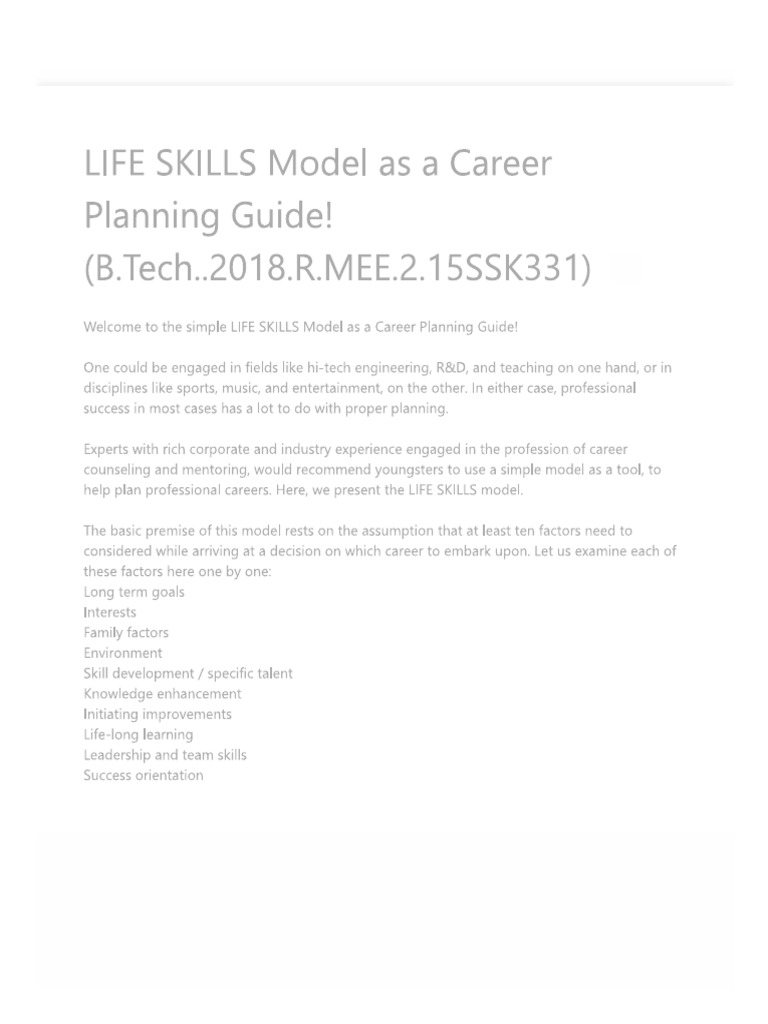Life Skills Model | PDF