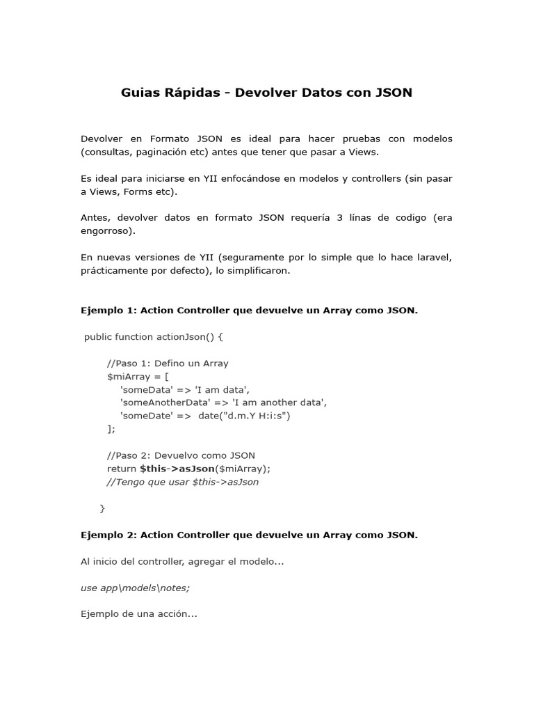 Guias Rápidas - Devolver Datos con JSON | PDF