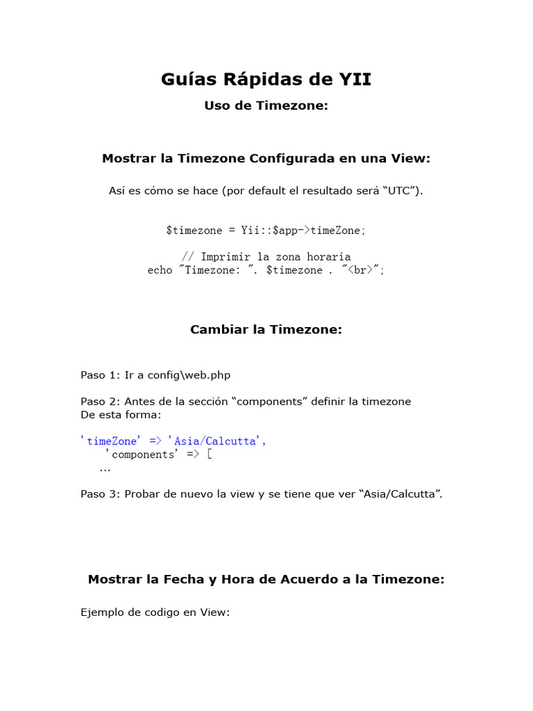 Guias Rapidas - Definir TimeZone | PDF