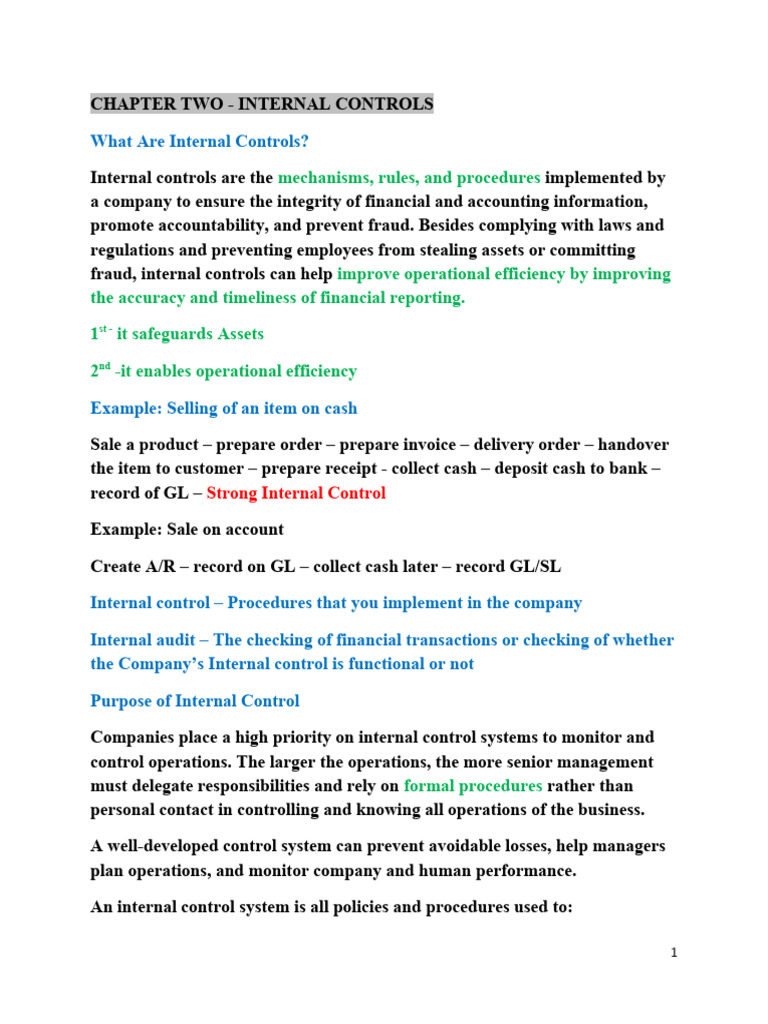 Understanding Internal Controls in Business | PDF | Internal Control ...