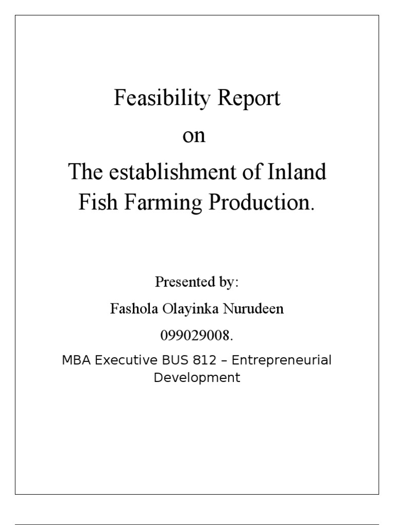 Feasibility Study for Inland Fish Farming | PDF | Depreciation | Marketing