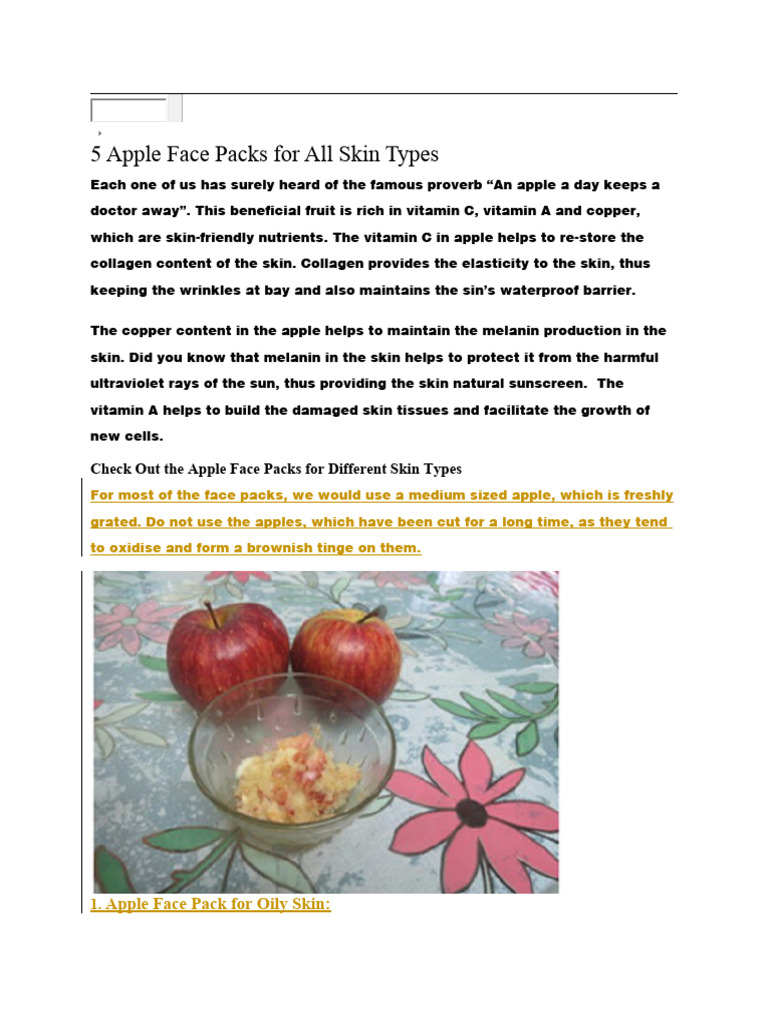5 Apple Face Packs For All Skin Types | PDF | Skin