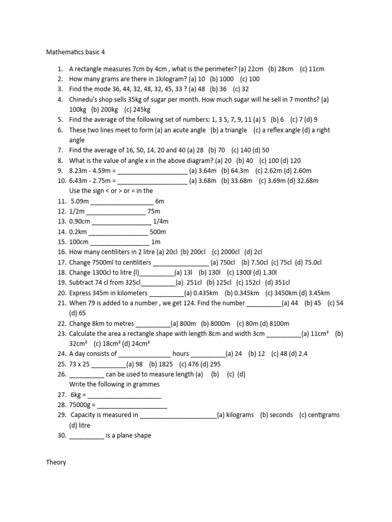 Mathematics Basic 4 and 5 | PDF | Litre | Area