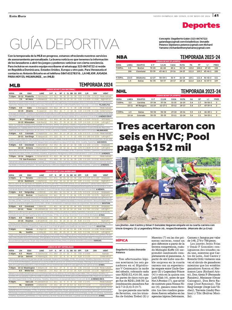 Guía Deportiva 13-05-2024 | PDF | Competiciones deportivas | Ligas ...