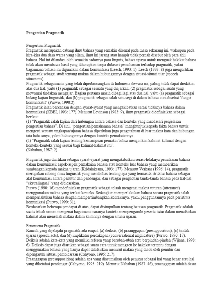 Pengertian Pragmatik | PDF