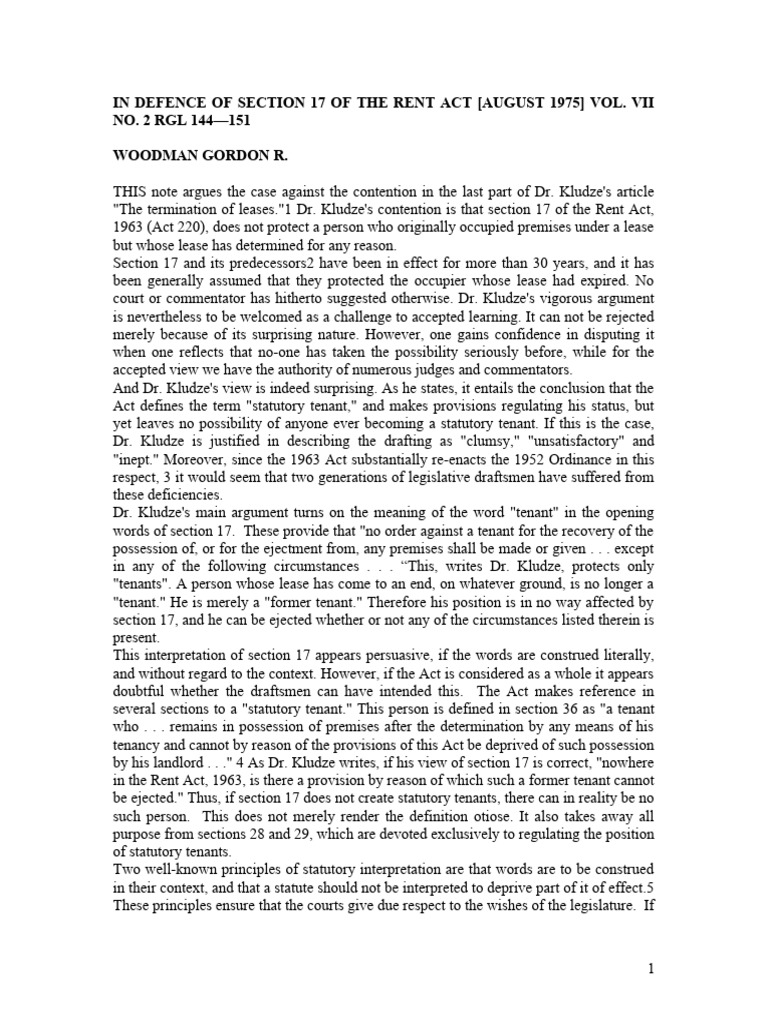 Defending Section 17 of Ghana's Rent Act | PDF | Leasehold Estate | Lease
