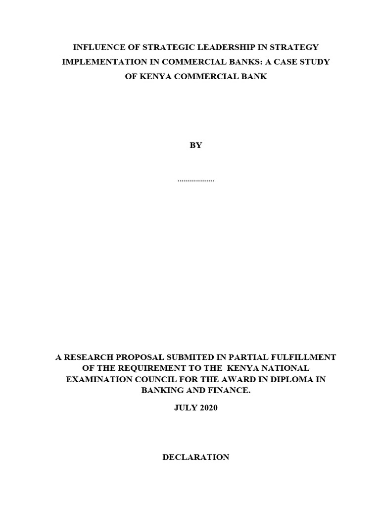 Banking and Finance Project Proposal | PDF | Strategic Management ...