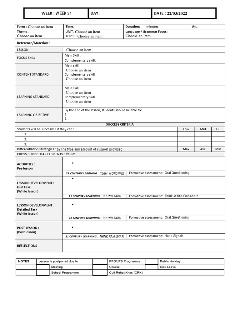 CEFR Lesson Plan Form 5 | PDF | Cognitive Science | Behavior Modification