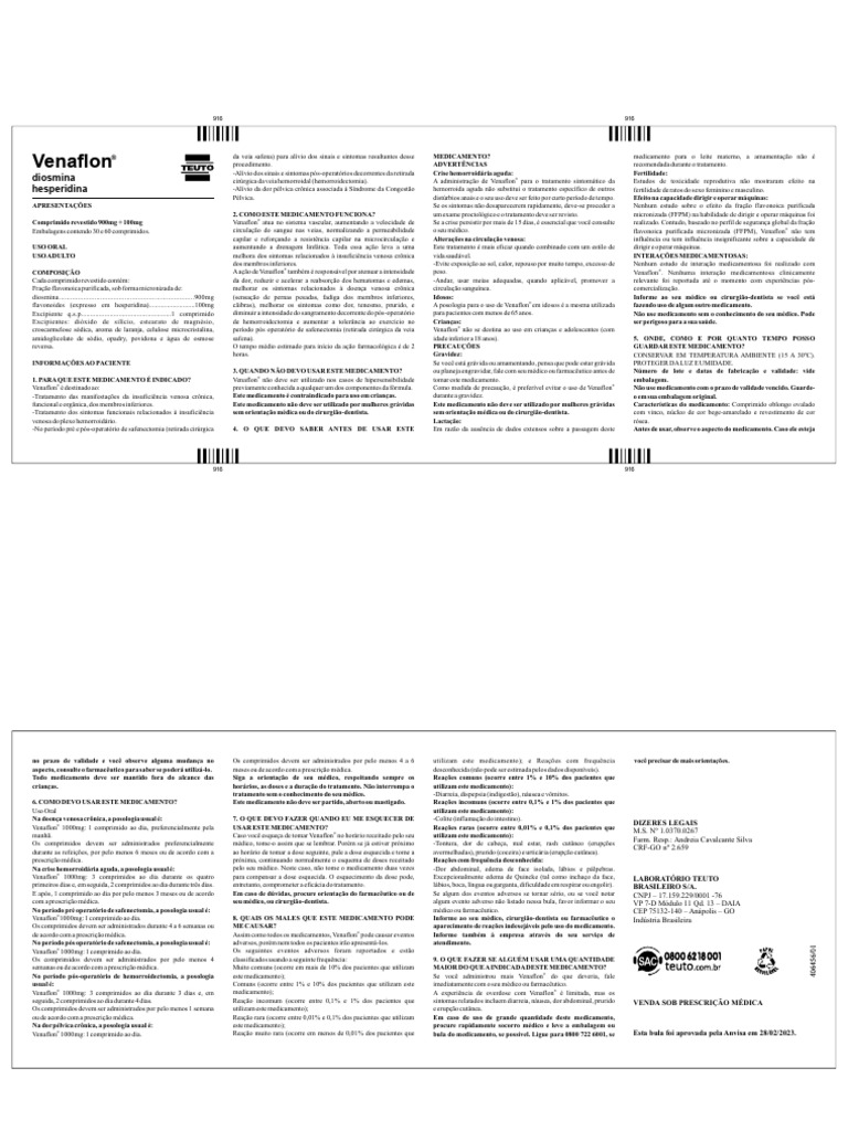 Bula Venaflon-VP - (406456-01) | PDF | Gravidez | Veia