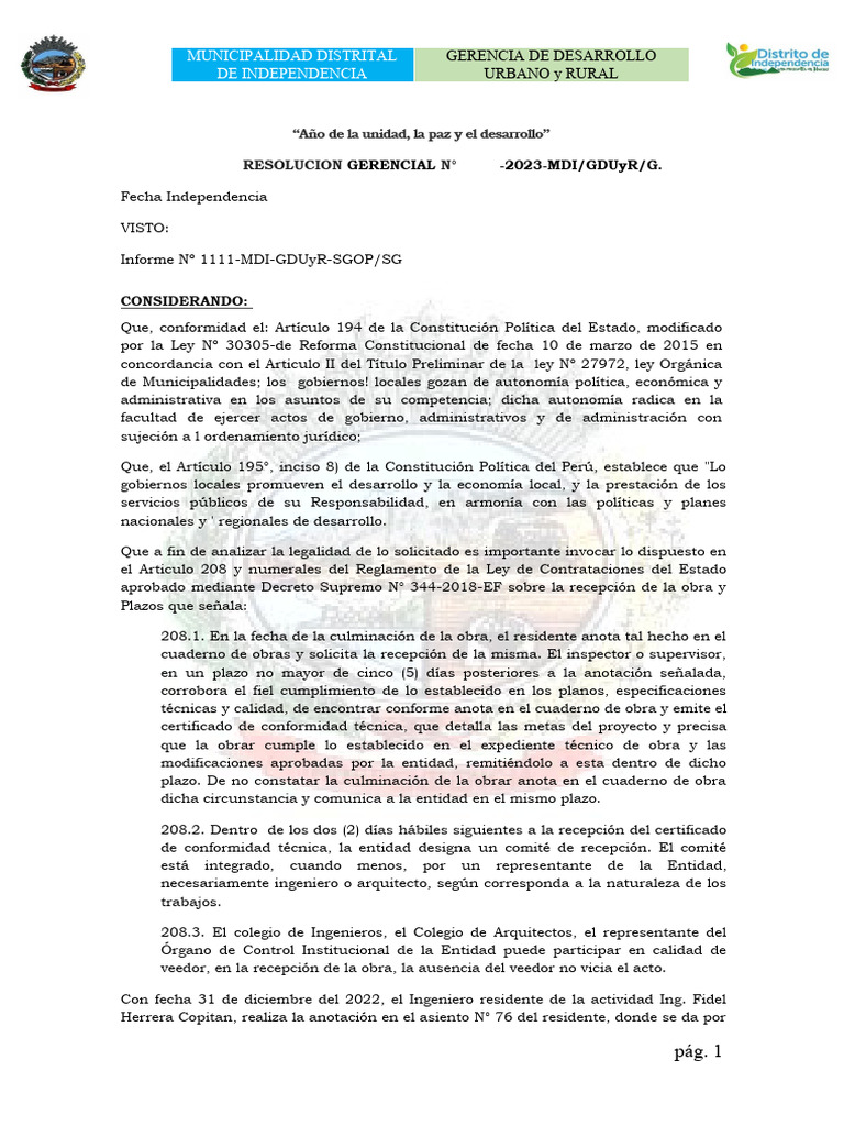 Resolucion de Reconformacion de Comite de Obra | PDF | Gobierno local ...