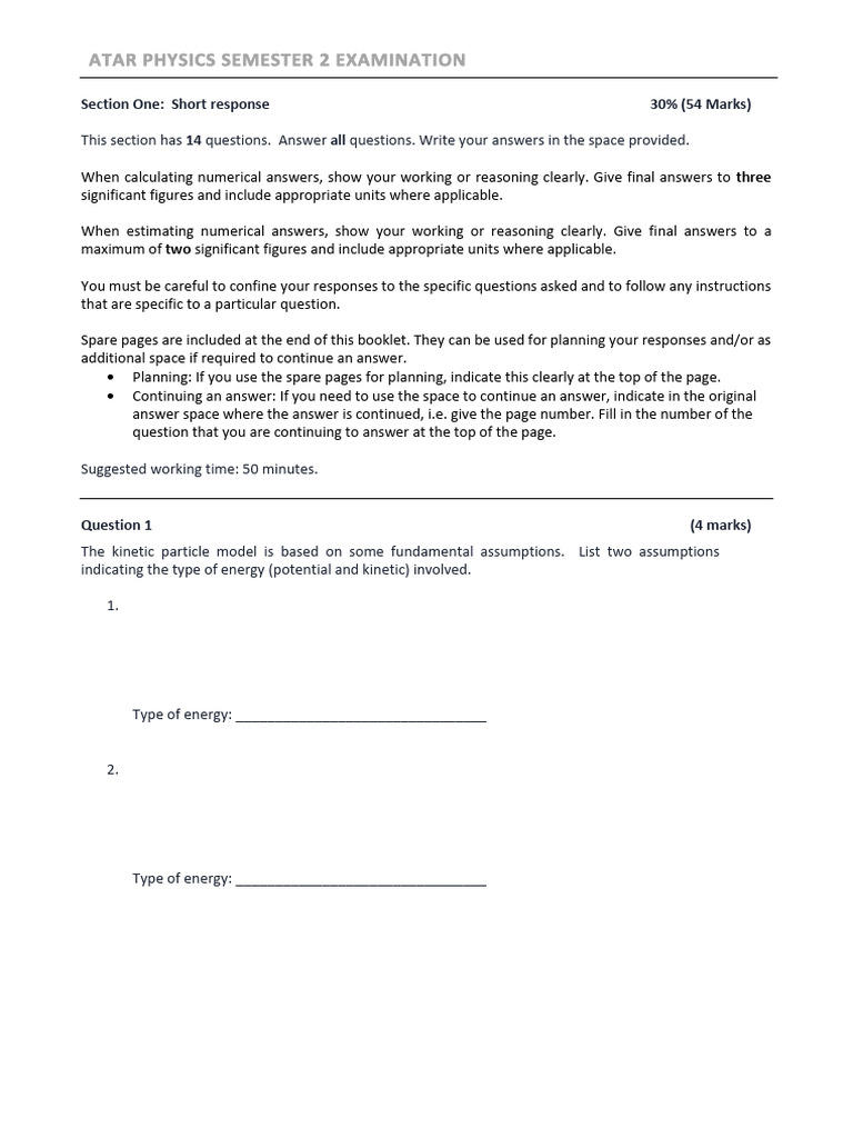 ATAR Physics Year 11 Semester 2 Practise Exam | PDF | Seat Belt | Airbag