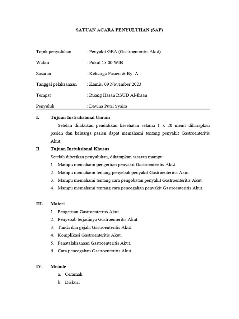 Penyuluhan tentang Gastroenteritis Akut | PDF