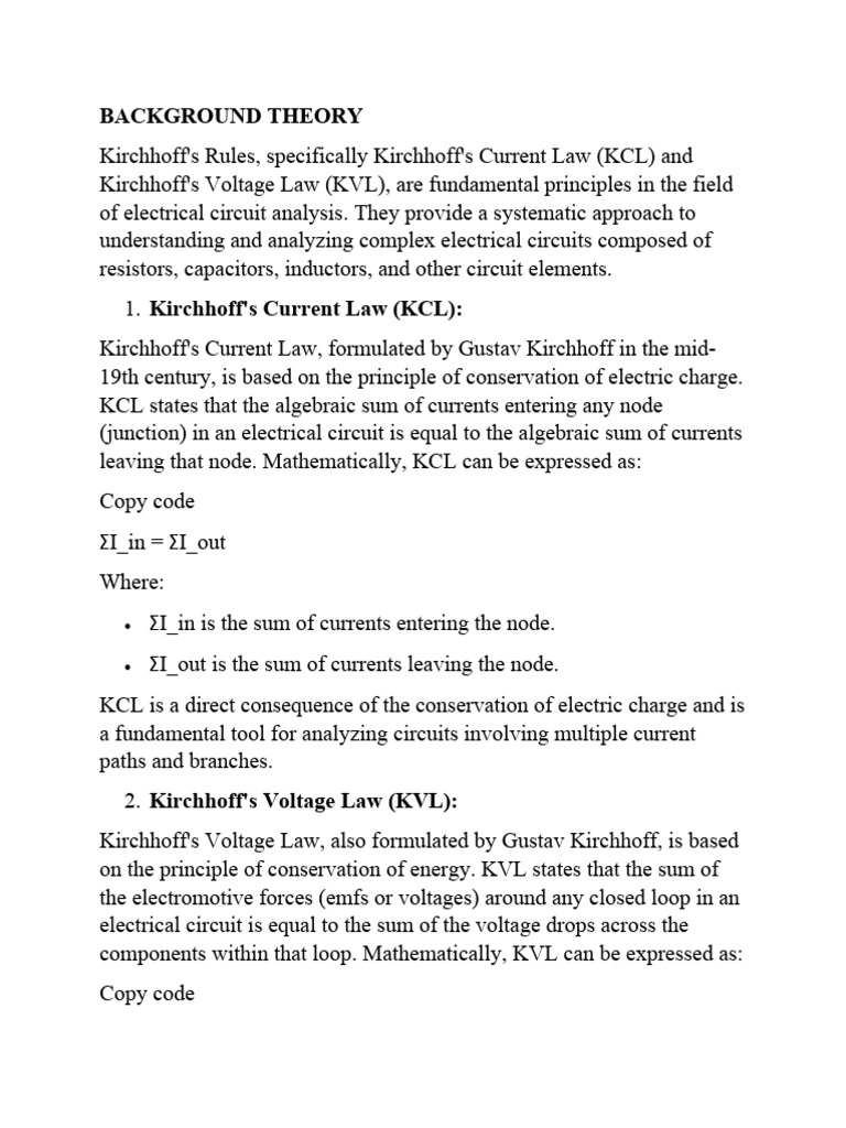 Background Theory | Download Free PDF | Electrical Network | Voltage