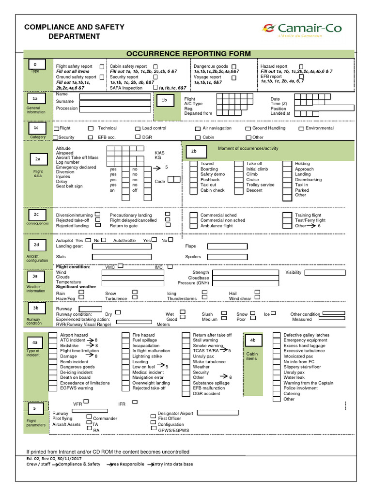 QC Occurrence Report Form | PDF | Transport | Aviation