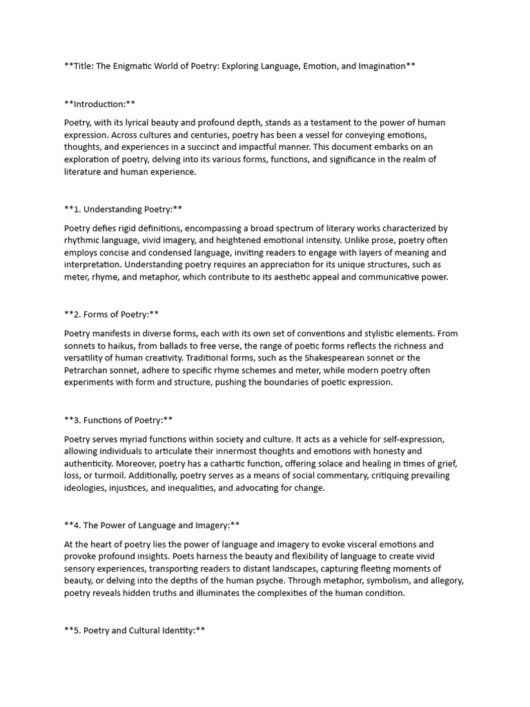 Exploring the Depths of Poetry | PDF | Poetry