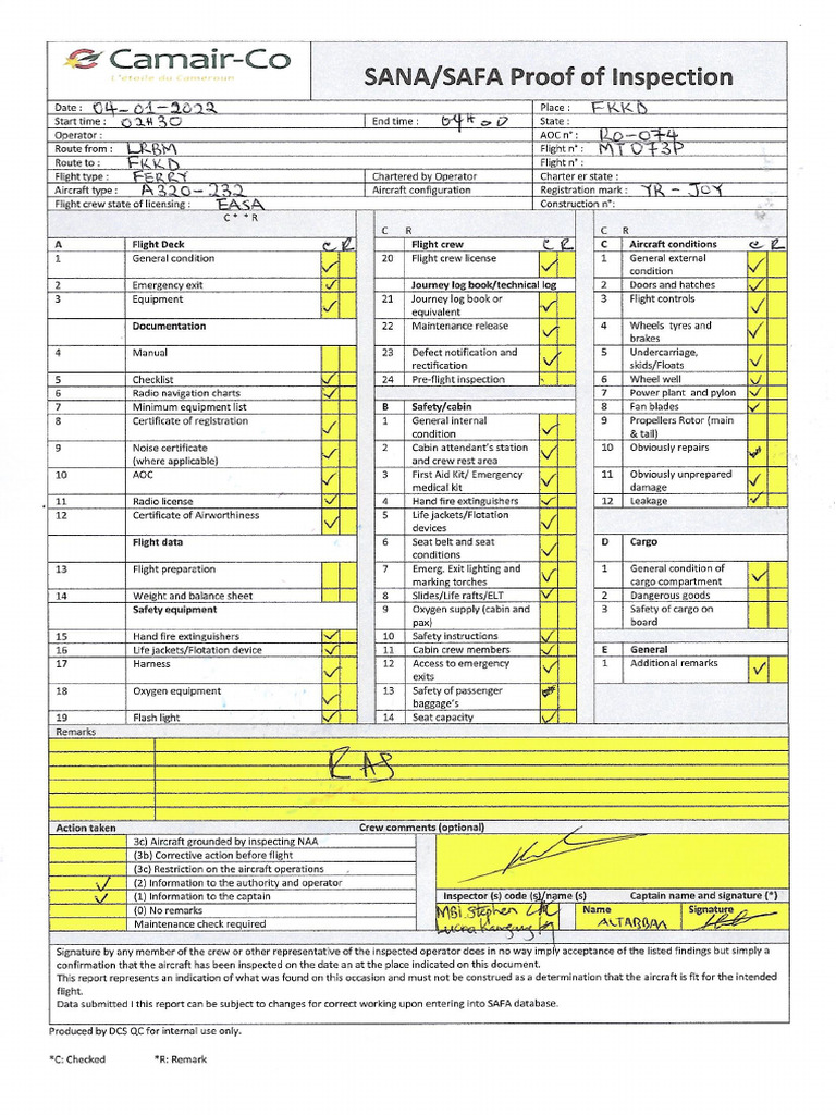 Sana_ Safa Proof of Inspection_yr-joy | PDF
