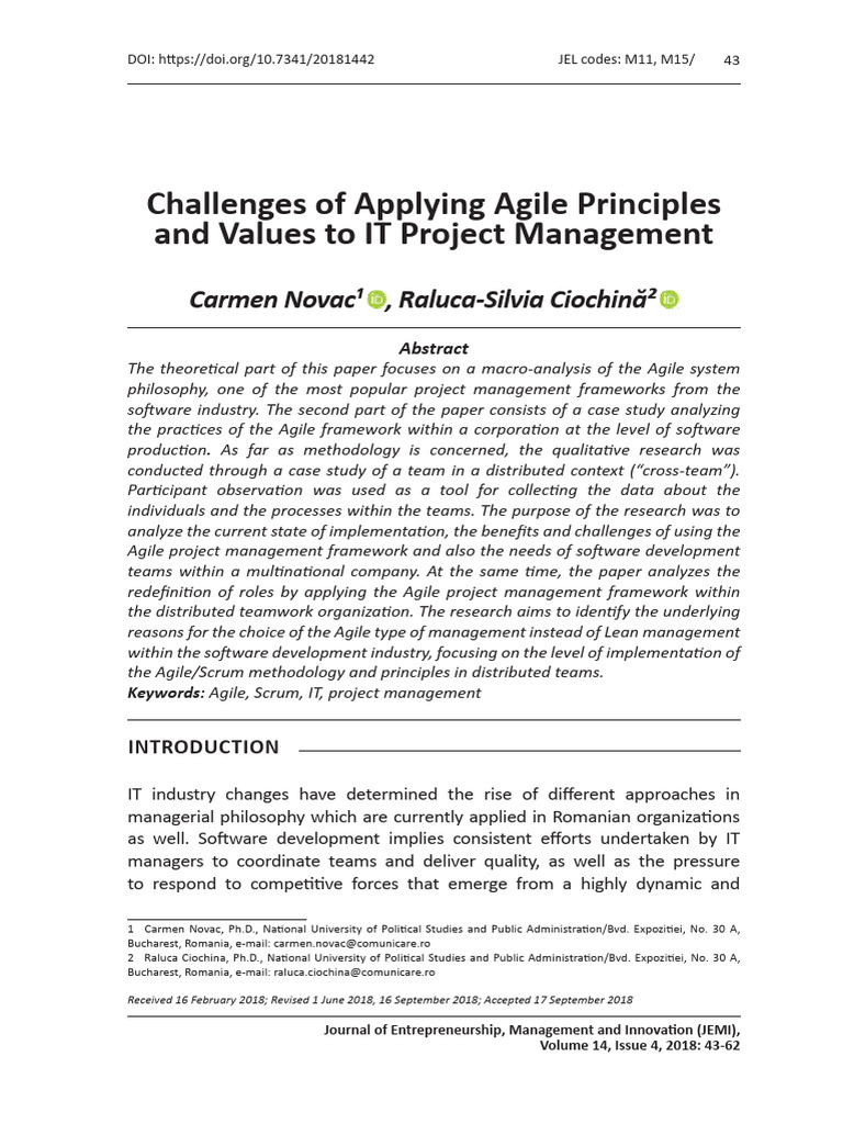 Challenges of Applying Agile Principles and Values | PDF | Agile Software Development | Scrum ...