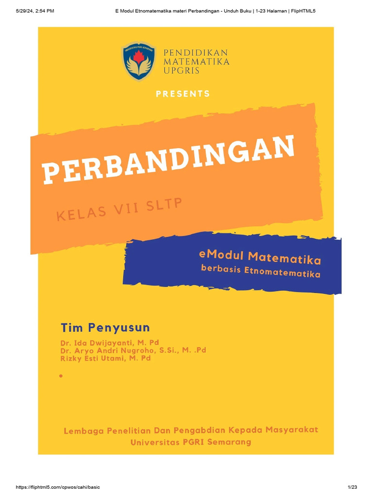 E Modul Etnomatematika Materi Perbandingan - Unduh Buku - 1-23 Halaman - FlipHTML5 | PDF