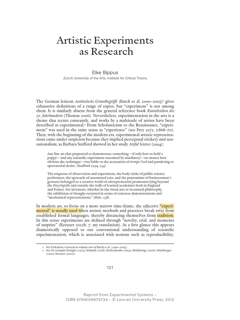 Artistic Experiments in Aesthetic Research | PDF | Science | Experiment