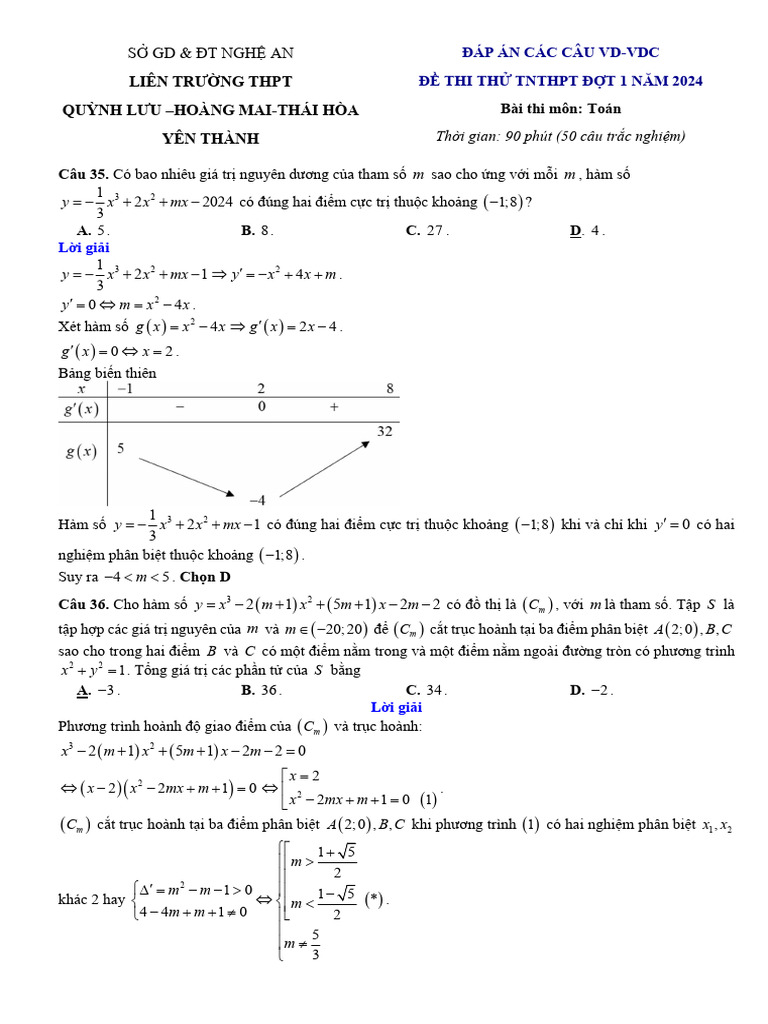 ĐA THI THỬ LẦN 1- VD-VDC.Chính | PDF