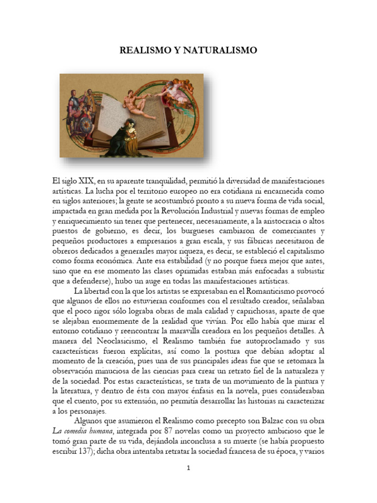 Realismo y Naturalismo en el Siglo XIX | PDF | Realismo literario | Novelas