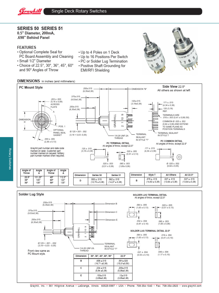 Grayhill Rotary Switch Specifications | PDF | Switch | Electrical ...