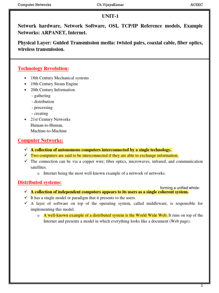 CN Unit - 1 | PDF | Internet Protocol Suite | Internet Protocols