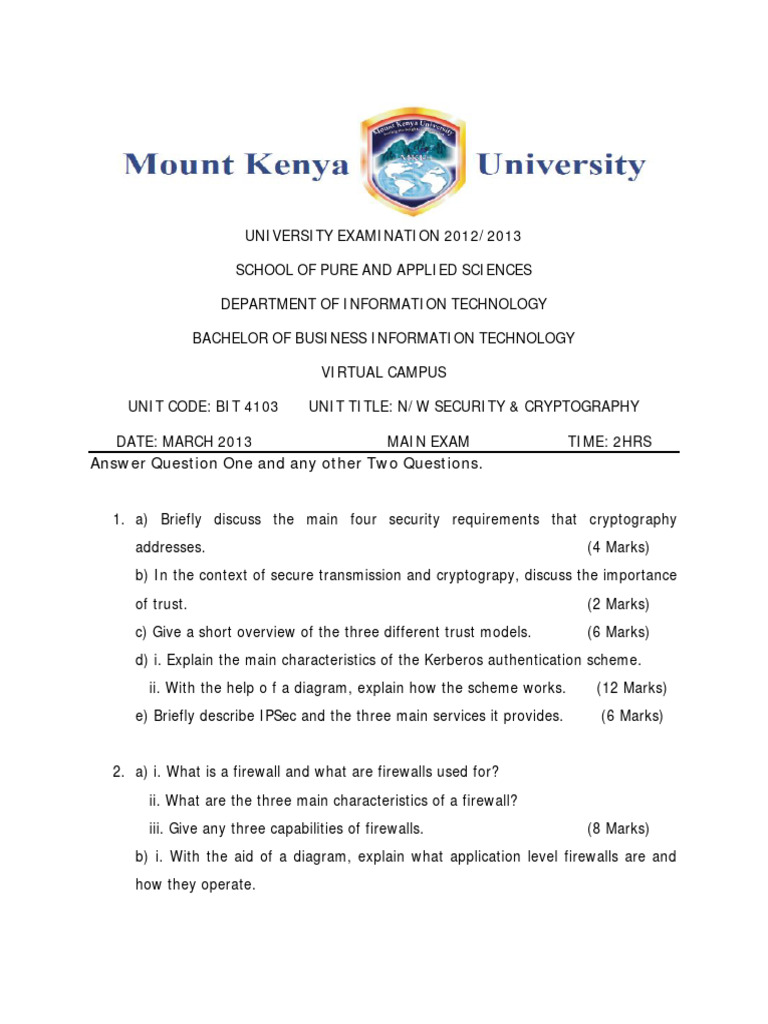 Bit 4103 Security - Cryptography Paper 2 | PDF | Cyberwarfare | Security