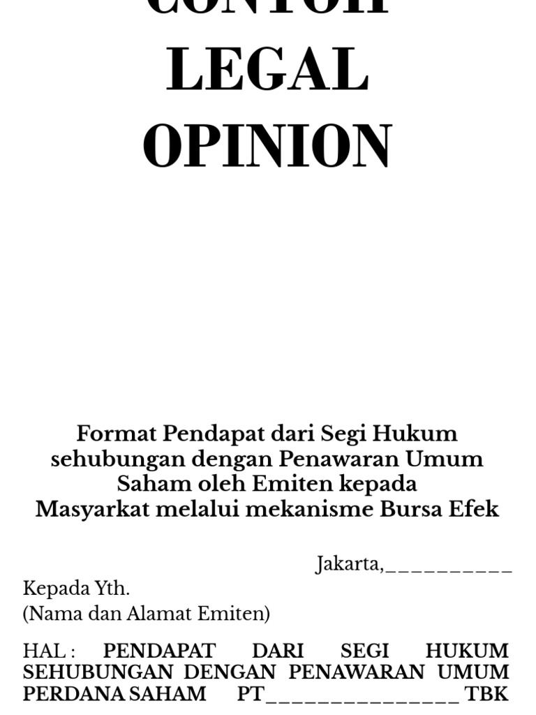 Materi Pkpa - Contoh Legal Opinion | PDF | Hukum