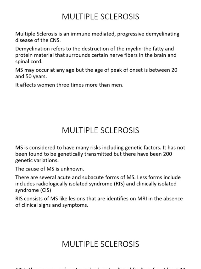 Multiple Sclerosis Overview & Management | PDF | Multiple Sclerosis ...
